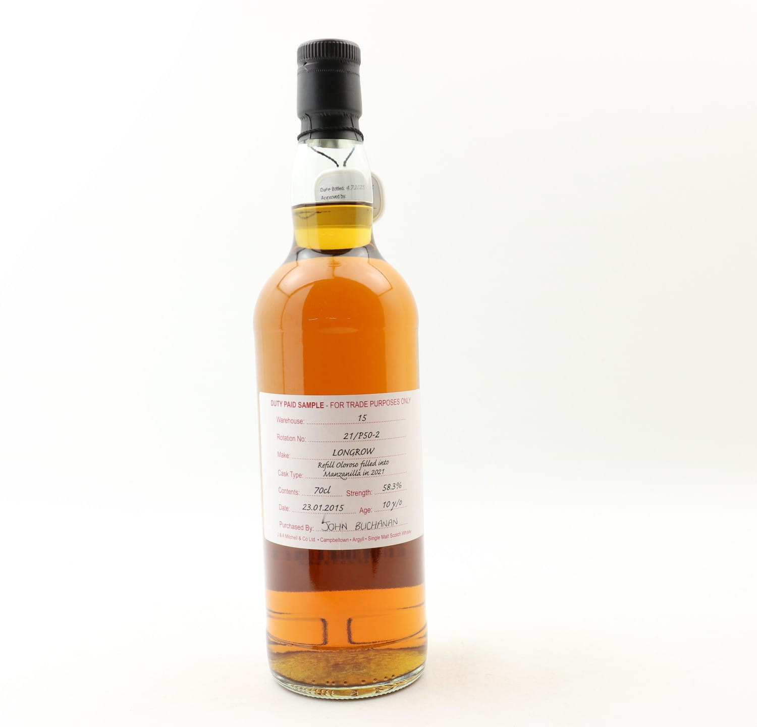 Longrow 2015 10 Year Old Duty Paid Sample
